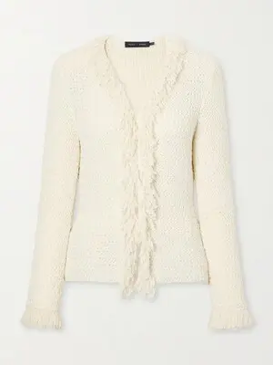 Proenza Schouler Nilo Textured-jacquard Wool-blend Cardigan - Neutrals