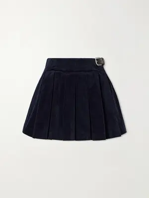 Sea Garrett Pleated Stretch-cotton Corduroy Mini Skirt - Blue