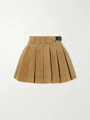 Sea Garrett Pleated Stretch-cotton Corduroy Mini Skirt - Brown