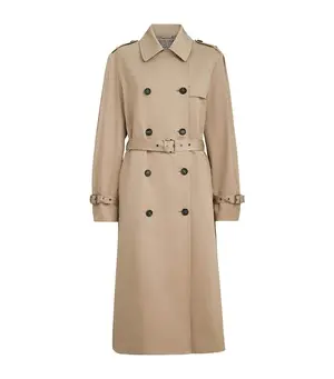Brunello Cucinelli Cotton-linen Monili-detail Trench Coat - Brown