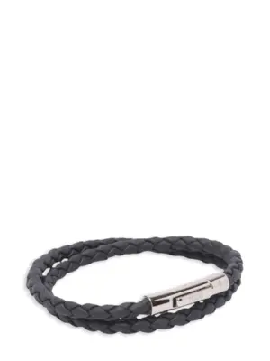 TOD'S Braided Leather Logo Bracelet - Blue
