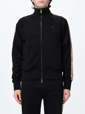 Burberry Zip-up Sweatshirt In Cotton Blend With Turtleneck And Ekd Logo - Black