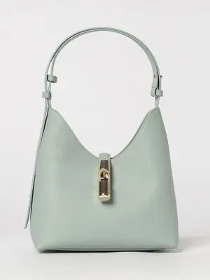 Furla Goccia Grained Leather Shoulder Bag By With Snap Closure Sky