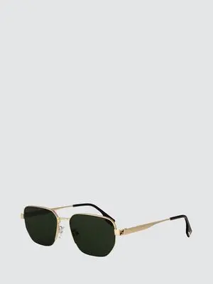 Fendi Irregular Design Metal Sunglasses With Embossed Logo - Gold