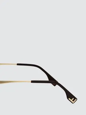 Fendi Irregular Design Metal Sunglasses With Embossed Logo