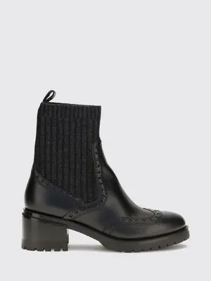 Santoni Chelsea Boots In Calfskin Leather With Ribbed Sock And Lug Sole