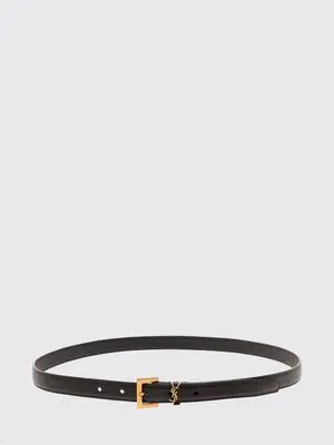 Saint Laurent Cassandre Calfskin Leather Belt With Monogram Buckle - Black