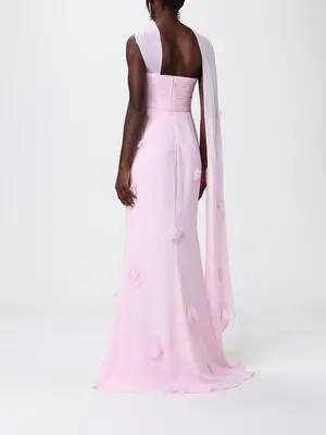 SELF-PORTRAIT Long Chiffon Dress With Applied Flowers