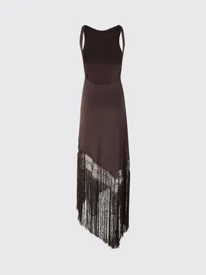 Andamane Asymmetric Jersey Dress With Fringes