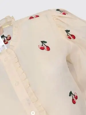 TWINSET Ramie Cropped Shirt With Embroidery