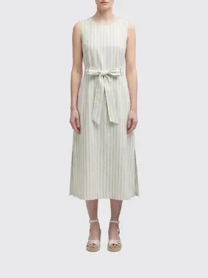 Barbour Striped Cotton A-line Midi Dress With Tie Waist - Mint