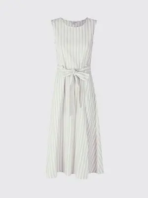 Barbour Striped Cotton A-line Midi Dress With Tie Waist - Mint