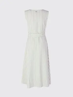 Barbour Striped Cotton A-line Midi Dress With Tie Waist - Mint