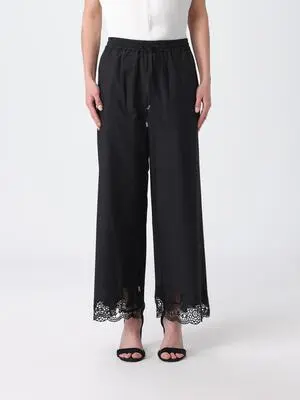 Liu Jo Cotton Palazzo Trousers With Lace Inserts