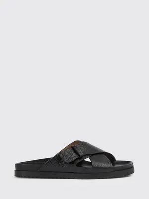 DOUCAL'S Grained Leather Strap Sandals With Adjustable Strap And Open Toe