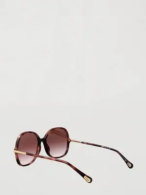 Chloé Tortoiseshell Cat-eye Sunglasses In Acetate With Engraved Logo