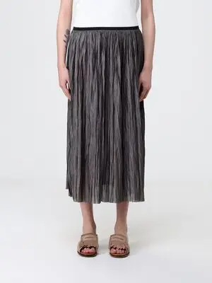 ROBERTO COLLINA Crepe Pleated Midi Skirt - Brown