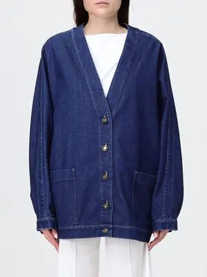 Giorgio Armani Single-breasted Denim Jacket With V-neck And Patch Pockets - Blue