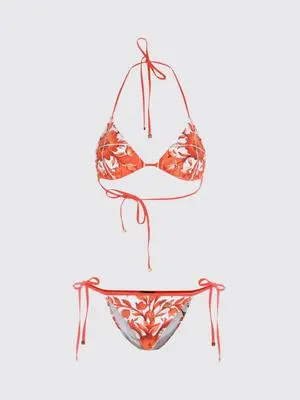 Dolce & Gabbana Maioliche Print Triangle Bikini In Polyamide