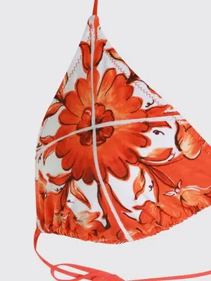 Dolce & Gabbana Maioliche Print Triangle Bikini In Polyamide
