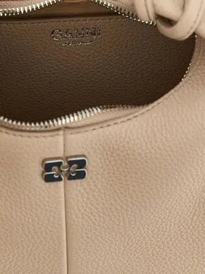 GANNI Mini Recycled Leather Hobo Bag With Butterfly Logo And Charm