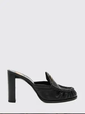Saint Laurent Le Loafer High-heeled Mules In Eel Leather With Monogram