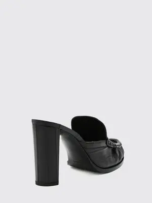 Saint Laurent Le Loafer High-heeled Mules In Eel Leather With Monogram