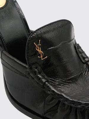Saint Laurent Le Loafer High-heeled Mules In Eel Leather With Monogram