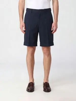 Valentino Garavani Cotton Chino Shorts With Mid-rise Waist And Cuffed Hems - Navy