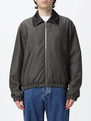 Bottega Veneta Wool And Mohair Blend Bomber Jacket With Leather Collar - Grey