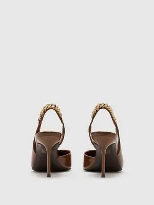 REISS Patent-leather Chain-slingback Heels