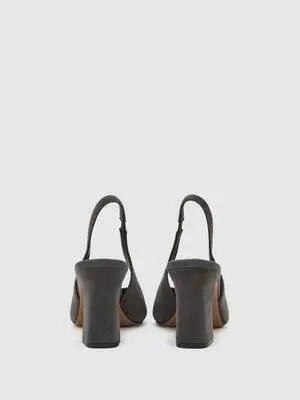 REISS Leather Slingback Court Shoes
