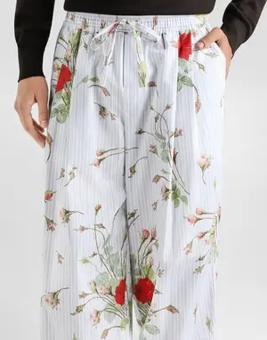 Dolce & Gabbana Rose-print Poplin Vanity Trousers - Multicolor