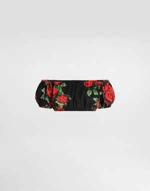 Dolce & Gabbana Rose-print Poplin Top Collection - Multicolor
