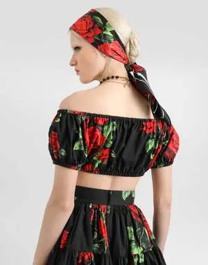 Dolce & Gabbana Rose-print Poplin Top Collection