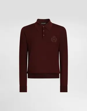 Dolce & Gabbana Knit Polo Shirt With Embroidery Sweaters And Cardigans - Purple