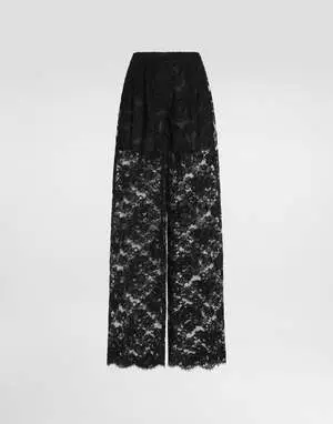 Dolce & Gabbana Lace Trousers Pants And Shorts - Black