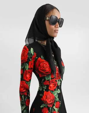 Dolce & Gabbana Rose-print Charmeuse Dress Collection