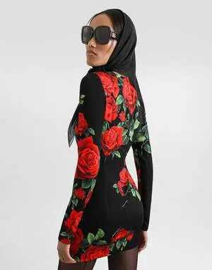 Dolce & Gabbana Rose-print Charmeuse Dress Collection