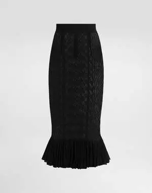 Dolce & Gabbana Lace-stitch Knit Skirt Collection - Black