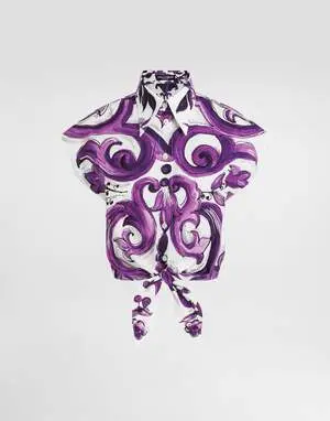 Dolce & Gabbana Majolica-print Poplin Shirt Shirts And Tops - Multicolor