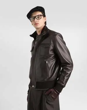Dolce & Gabbana Lambskin Bomber Jacket Coats And Jackets Brown