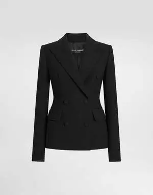 Dolce & Gabbana Double-breasted Jacket In Double Wool Crêpe Blazers - Black