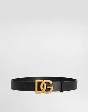Dolce & Gabbana Lux Leather Belt With Crossover Dg Logo Buckle Belts Multi-colored Leather - Multicolor