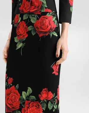 Dolce & Gabbana Rose-print Charmeuse Skirt Collection