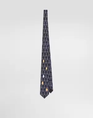 Dolce & Gabbana Vintage-Print Twill Neck Tie Blue
