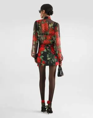 Dolce & Gabbana Rose-print Brocade Skirt Collection