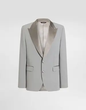 Dolce & Gabbana Sicilia Light Single-breasted Micro-rib Tuxedo Jacket Collection Gray - Grey