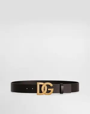 Dolce & Gabbana Lux Leather Belt With Crossover Dg Logo Buckle Belts Multi-colored Leather - Multicolor