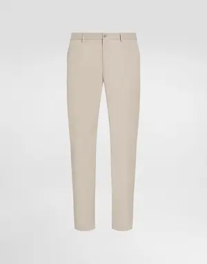 Dolce & Gabbana Stretch Cotton Pants With Branded Tag Pants And Shorts - Beige